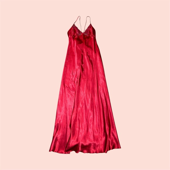 Shirley of Hollywood | Intimates & Sleepwear | Red Satin Slip Dress ...